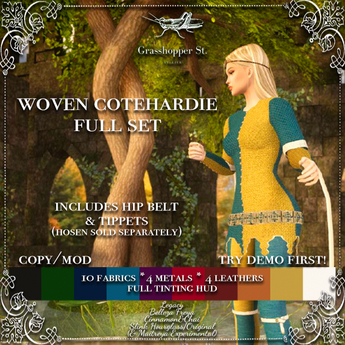 Second Life Marketplace - Grasshopper St Woven Cotehardie - Full Set